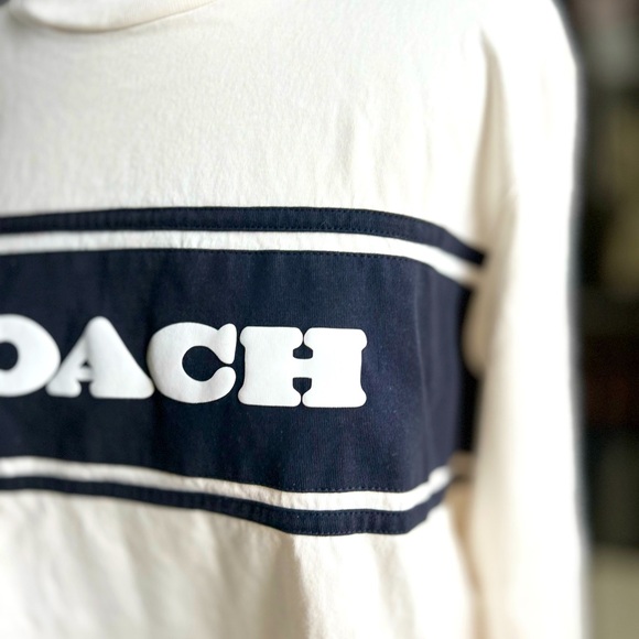 Coach | Tops | Coach Ivory Logo Long Sleeve Tee Large | Poshmark